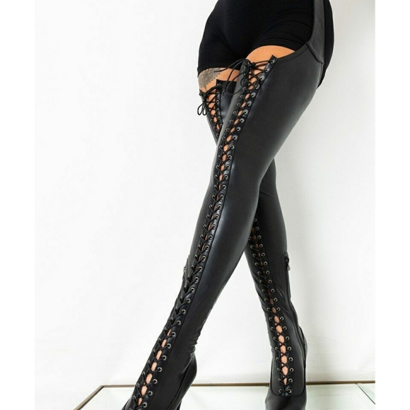 Shoes | Super Stretch Lace Up Chap Boots | Poshmark